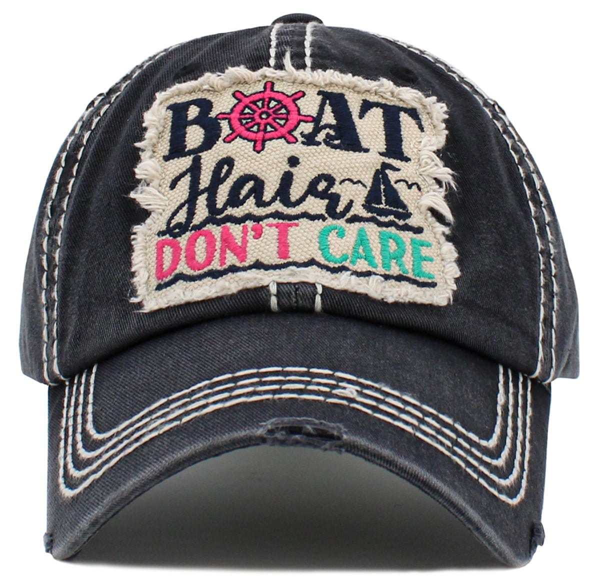 KBV1484 'Boat Hair Don't Care ' Washed Vintage Ballcap