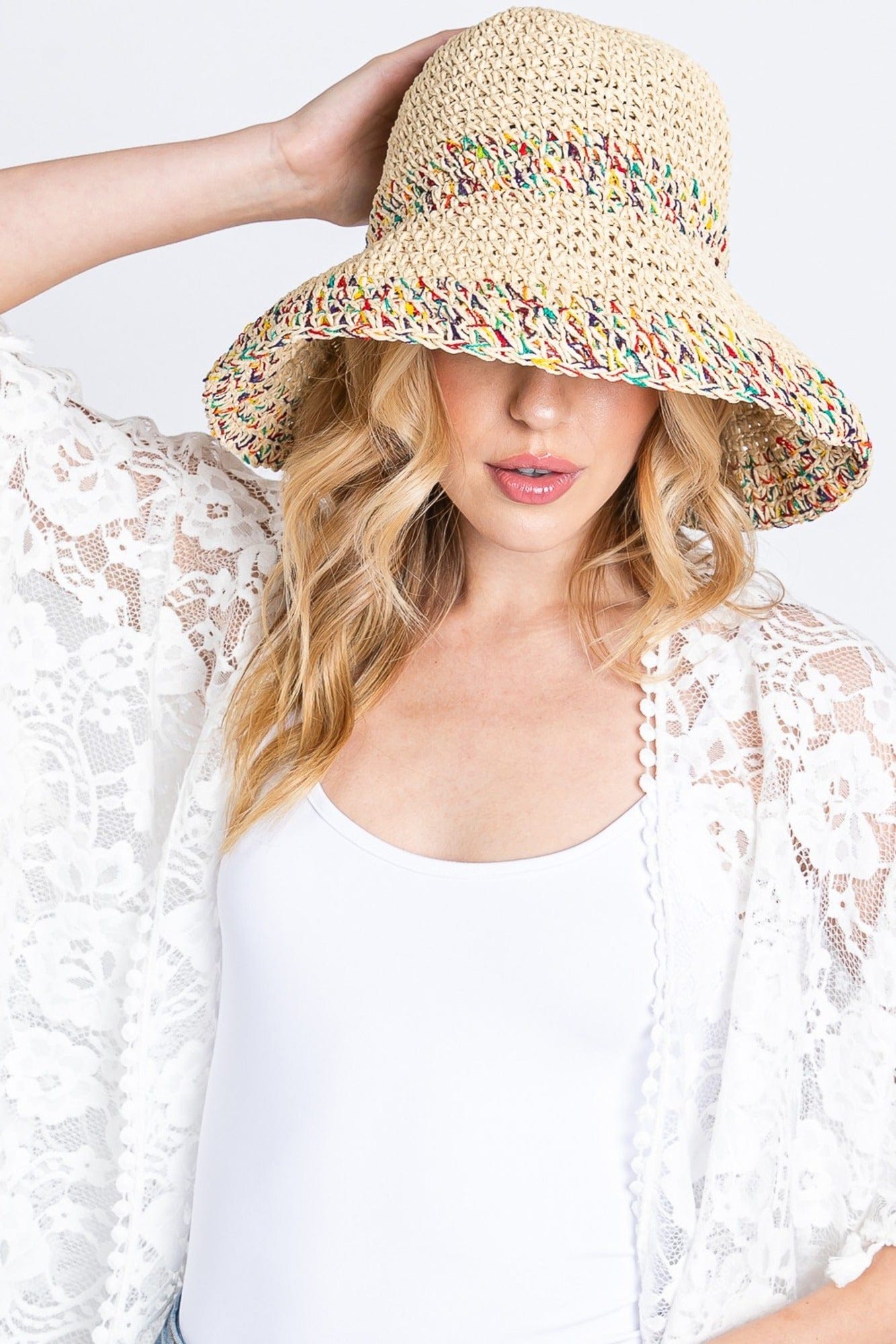 MH0152 Jazmine Multi Color Straw Bucket Hat