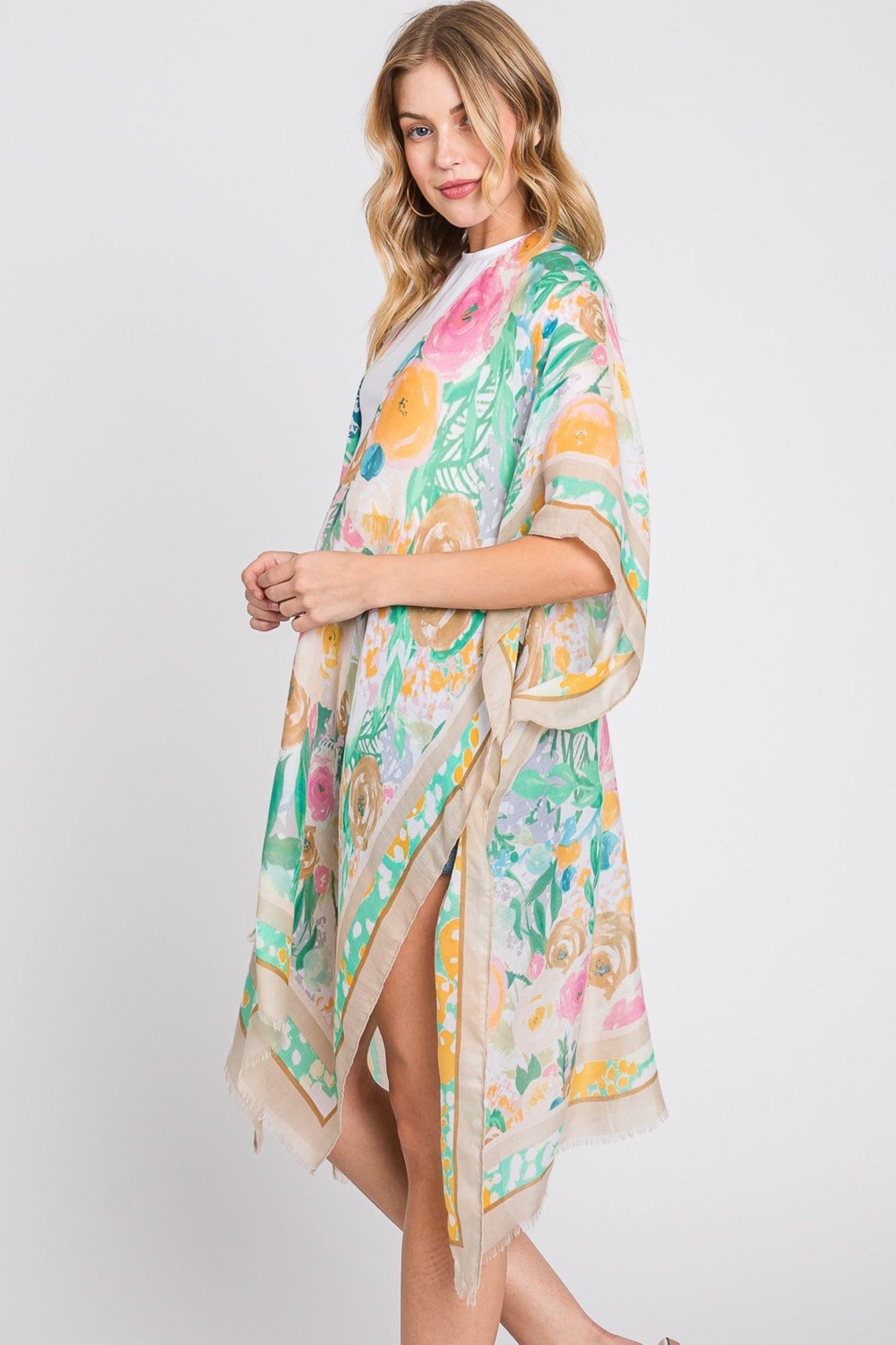 MS0348 Luna Watercolor Flower Garden Kimono